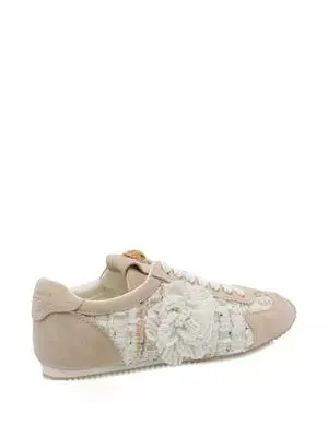 Kurt Geiger Islington Tweed Sneakers With Pearl Flower Embellishment