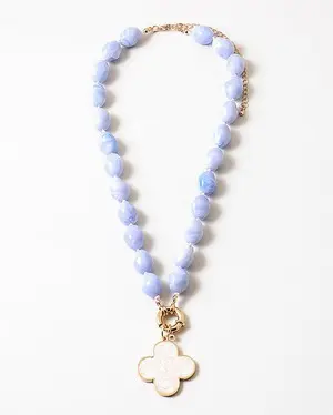 ERIN MCDERMOTT JEWELRY Clover Luck Statement Necklace - Blue