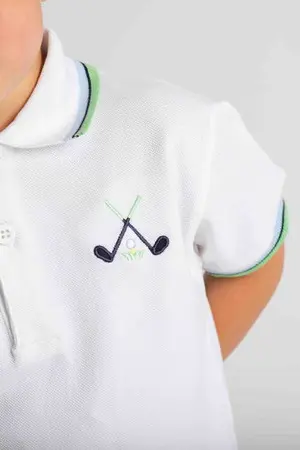 FLORENCE EISEMAN Knit Polo With Golf Clubs