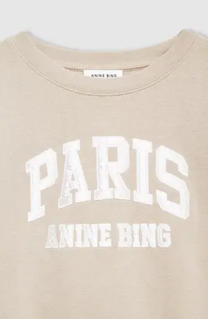 ANINE BING Harry Shrunken Paris Sweatshirt - Beige
