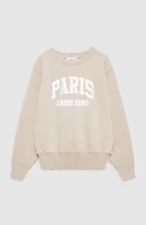 ANINE BING Harry Shrunken Paris Sweatshirt - Beige