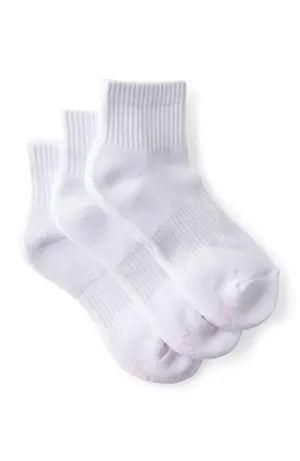 Cotton:on Active Quarter Crew Sock 3-pack - White Solid