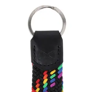 Trafalgar Augusta 25mm Leather And Braided Webbing Keychain - Black