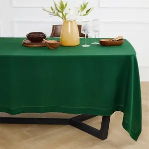 SOLINO HOME Linen Tableclothsonoma Hemstitch - Green
