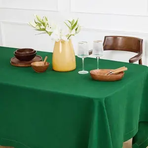 SOLINO HOME Linen Tableclothsonoma Hemstitch - Green