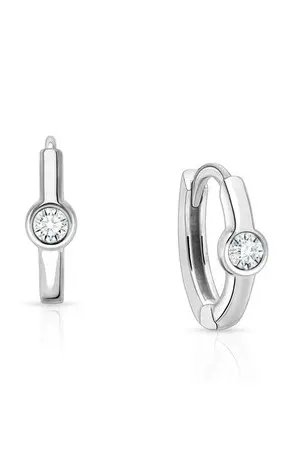 TINY BLESSINGS Sterling Silver 9mm Birthstone Huggie Hoop Earrings April