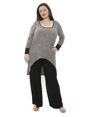 24SEVEN COMFORT APPAREL Two Tone Top And Pant Set - Black