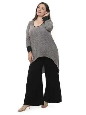 24SEVEN COMFORT APPAREL Two Tone Top And Pant Set - Black
