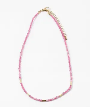 ERIN MCDERMOTT JEWELRY Beaded Necklace With Gold Accents - Pink