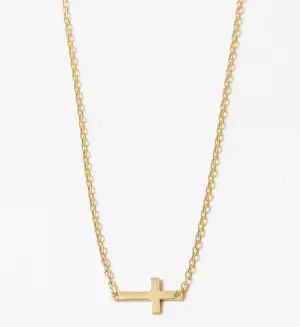 ERIN MCDERMOTT JEWELRY Dainty Cross Necklace - Metallic Gold