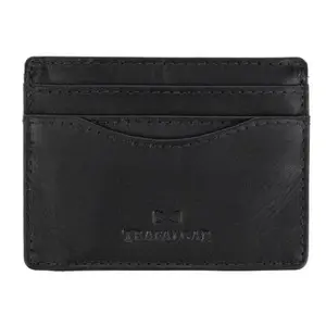 Trafalgar Orion Curved Side Slot Leather Card Case - Black