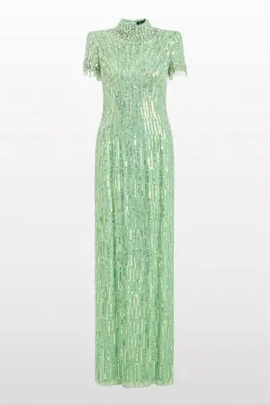 Jenny Packham Madeleine Sequin Beaded Gown - Parakeet