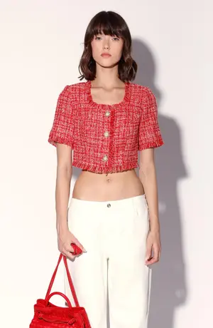 Walter Baker Rita Tweed Top - Cherry Tweed
