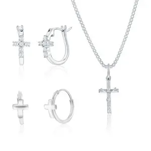 DONATELLO GIAN Sterling Cross Necklace And Earrings Set - Silver