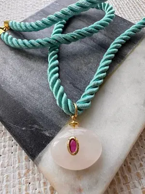 ERIN MCDERMOTT JEWELRY Verde Rose" Silk Cord Necklace