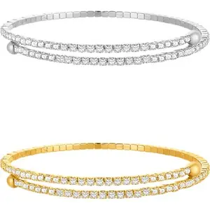DONATELLO GIAN Wrap Around Tennis Bracelet Set - Silver