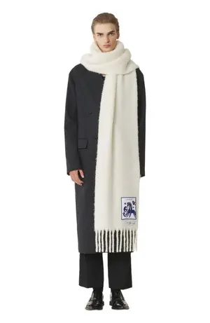 LANVIN Lunar Year Wool Scarf With Fringes - White