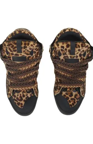 LANVIN Curb Leopard-print Pony Sneakers