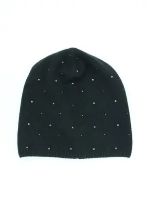 Portolano Cashmere Studded Slouchy Hat - Black