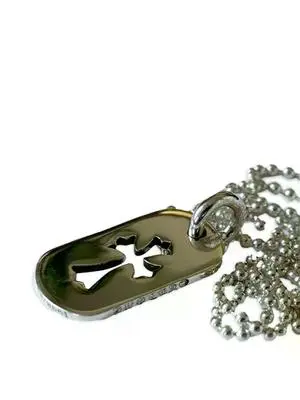 Chrome Hearts Small Cross Dog Tag Ball-chain Necklace - Silver