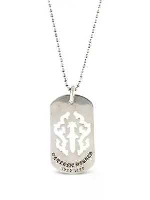 Chrome Hearts Cut-out Cross Dog-tag Pendant Necklace - Silver
