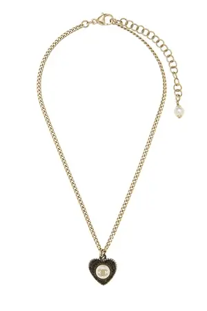 Chanel Heart Pendant Necklace - Black