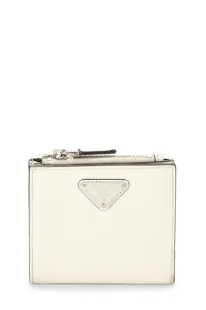 Prada Saffiano Snap Compact Wallet - White