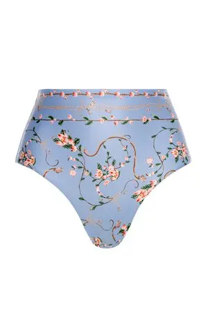 Agua Bendita High-waisted Bikini Bottom With Floral Print - Blue