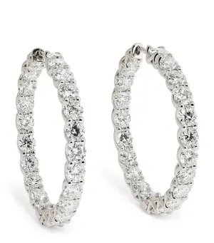 Harrods Diamond Hoop Earrings - White