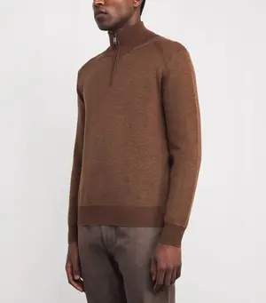 Brioni Cashmere-wool Half-zip Sweater