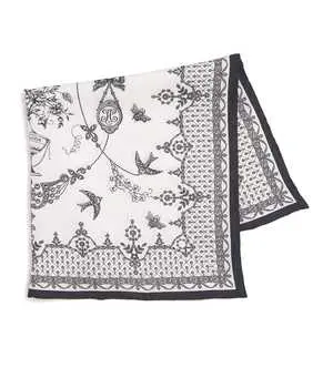 Harrods Silk Lace Print Scarf - Ivory
