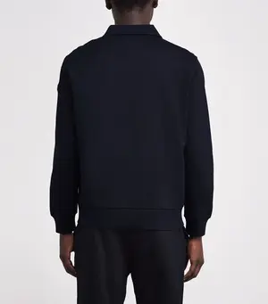 Moncler Cotton-blend Jersey Half-zip Sweater - Blue