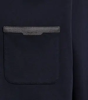 Moncler Cotton-blend Jersey Half-zip Sweater - Blue