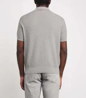 Brioni Cotton-silk-cashmere Woven Polo Shirt - Grey