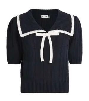 Rixo Cotton Pippa Knit Top - Navy