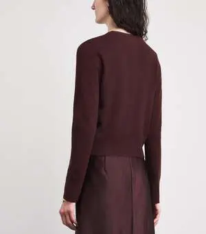 Vince Wool-blend Satin-trim Cardigan - Red