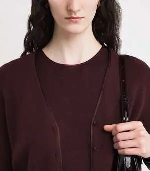 Vince Wool-blend Satin-trim Cardigan - Red
