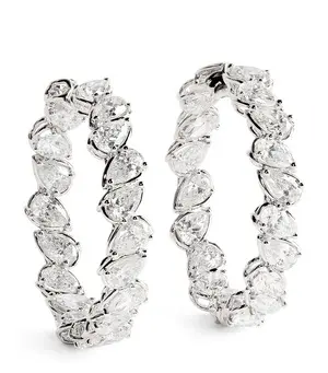 Harrods Diamond Hoop Earrings - White