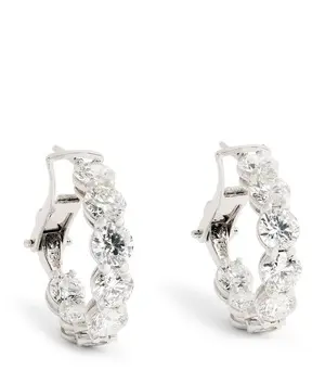 Harrods Diamond Hoop Earrings - White