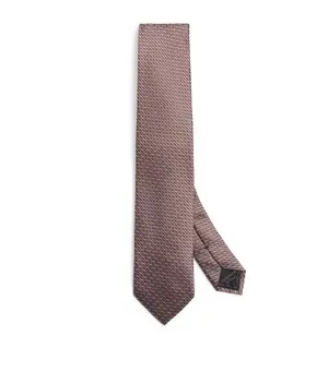 Brioni Silk Geometric-jacquard Standard Neck Tie - Pink