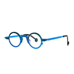 THEO EYEWEAR Round Titanium Eyeglasses - Blue