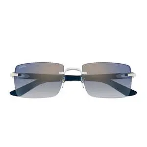 CARTIER Décor C Allongé De Rimless Rectangle Sunglasses - Blue