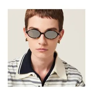 Miu Miu Acetate Frame With Logo - Brown