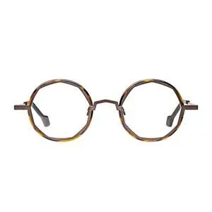 MATTTEW Round Titanium Frame With Tortoiseshell Accents - Gray