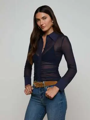 L'Agence Isola Mesh Blouse - Midnight