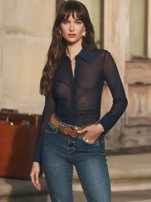 L'Agence Isola Mesh Blouse - Midnight