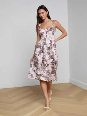 L'Agence Reanne Linen Blend Midi Dress