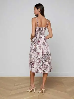 L'Agence Reanne Linen Blend Midi Dress
