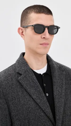 Le Specs Heart Throb Round Frame Sunglasses - Black
