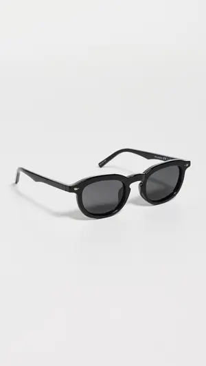 Le Specs Heart Throb Round Frame Sunglasses - Black